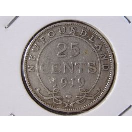 Newfoundland 25 Cents 1919c km# 17 - Silver