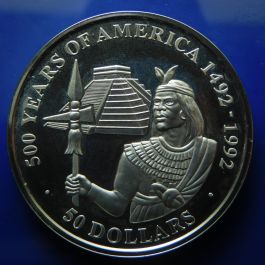 Cook Islands 50 Dollars 1990 Inca prince holding spear, 500 Years of ...